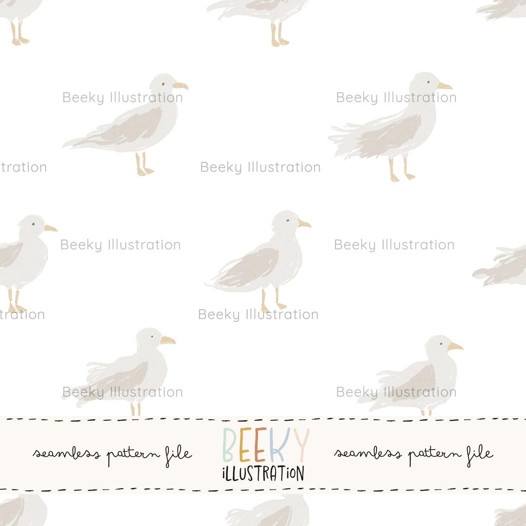 Seagull Seamless Pattern | DIGITAL FILE | Gender Neutral Fabric ...