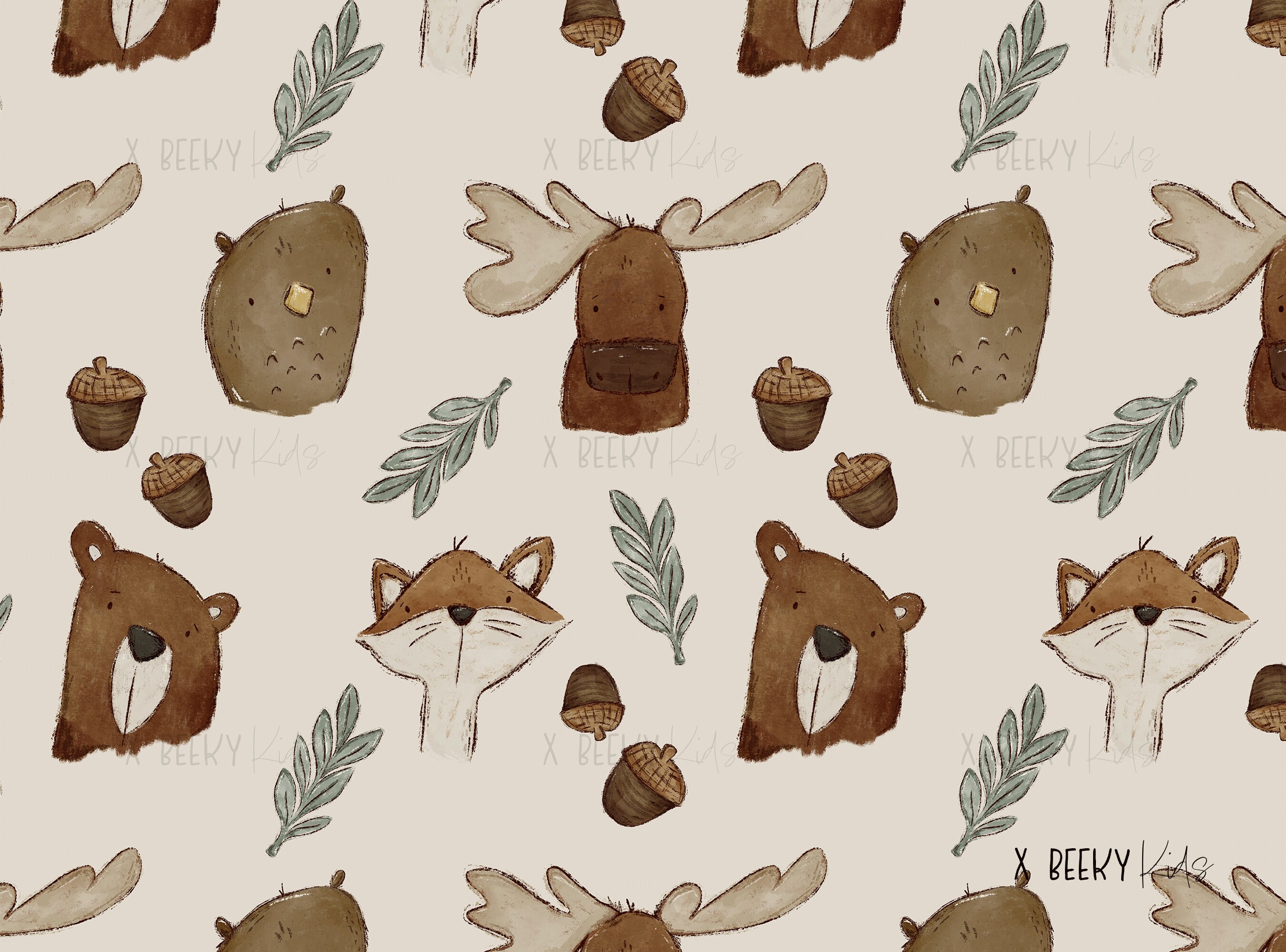 Woodland Animals Seamless Pattern | DIGITAL DOWNLOAD | Woodland Digital ...