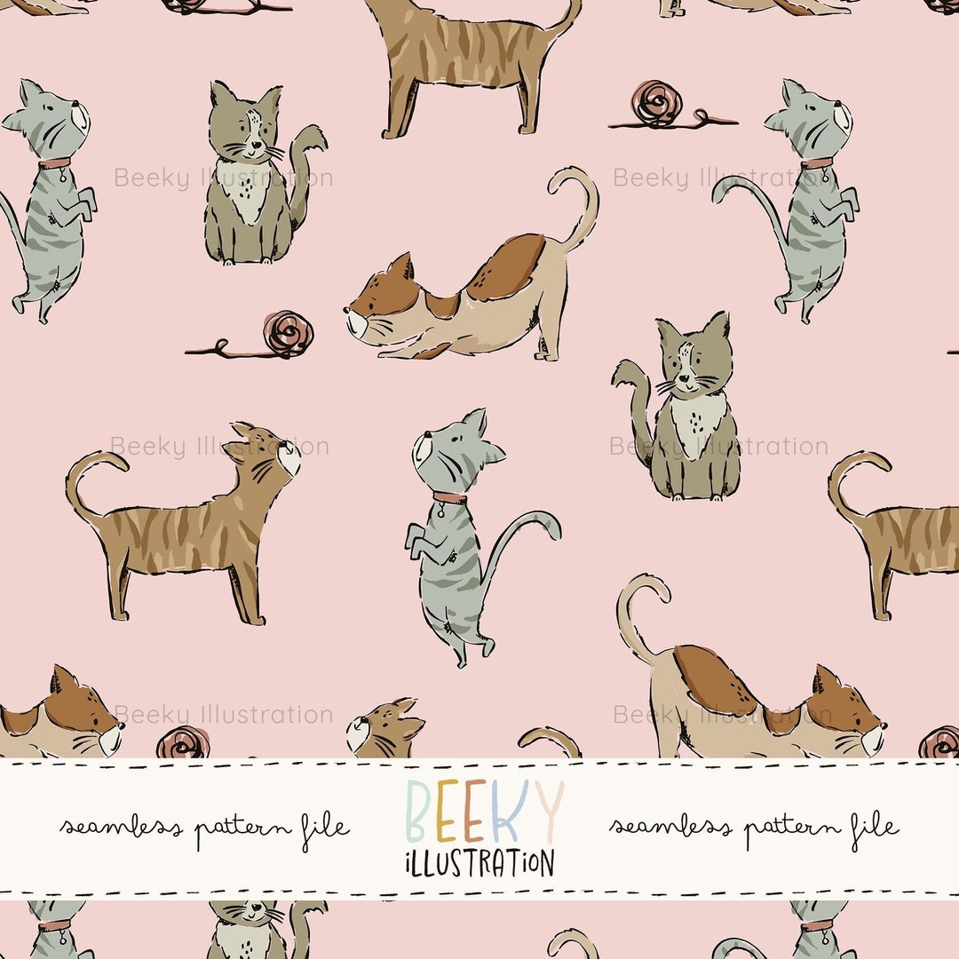Cat Seamless Pattern | DIGITAL DOWNLOAD | Kitten Seamless Pattern ...