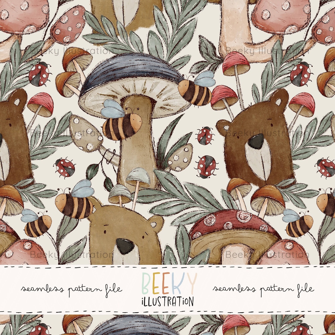 Woodland Seamless Pattern | DIGITAL DOWNLOAD | Mushroom Seamless ...