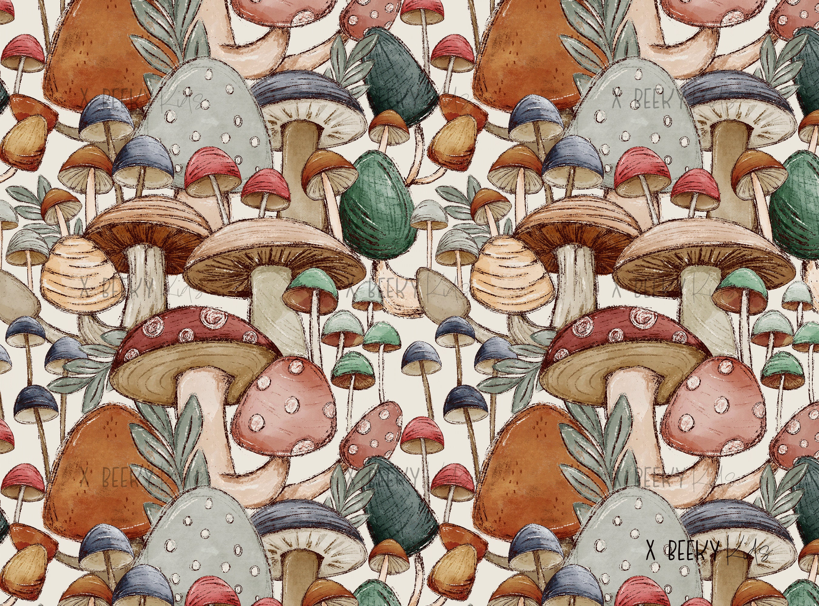 Mushroom Seamless Pattern | DIGITAL DOWNLOAD | Woodland Repeating ...
