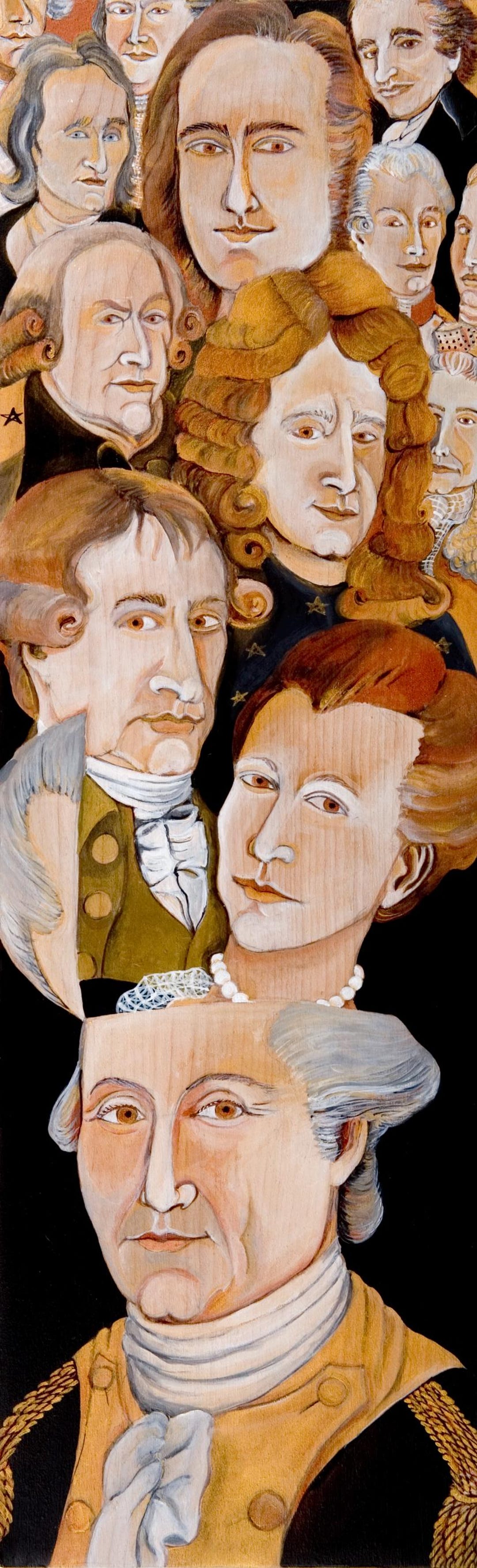 George Washington & Peers 18th Century Acrylic on Wood 8"x24"- Founding ...