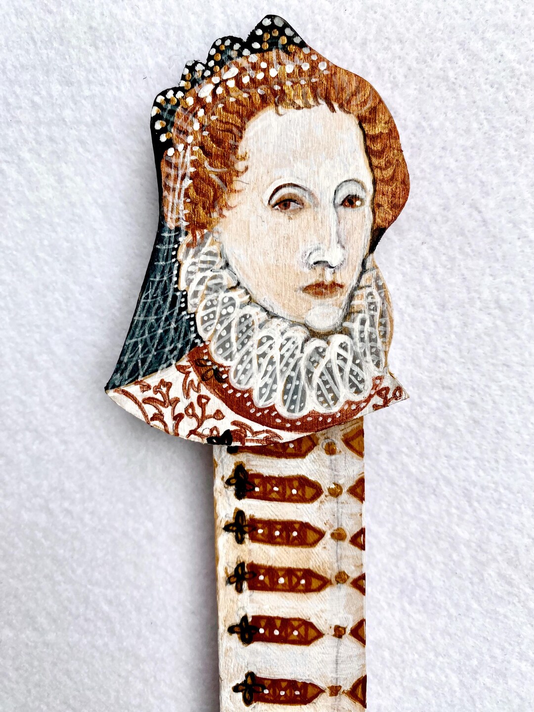 Miniature Queen Elizabeth I Portrait Bookmark Hand-painted Acrylic on ...