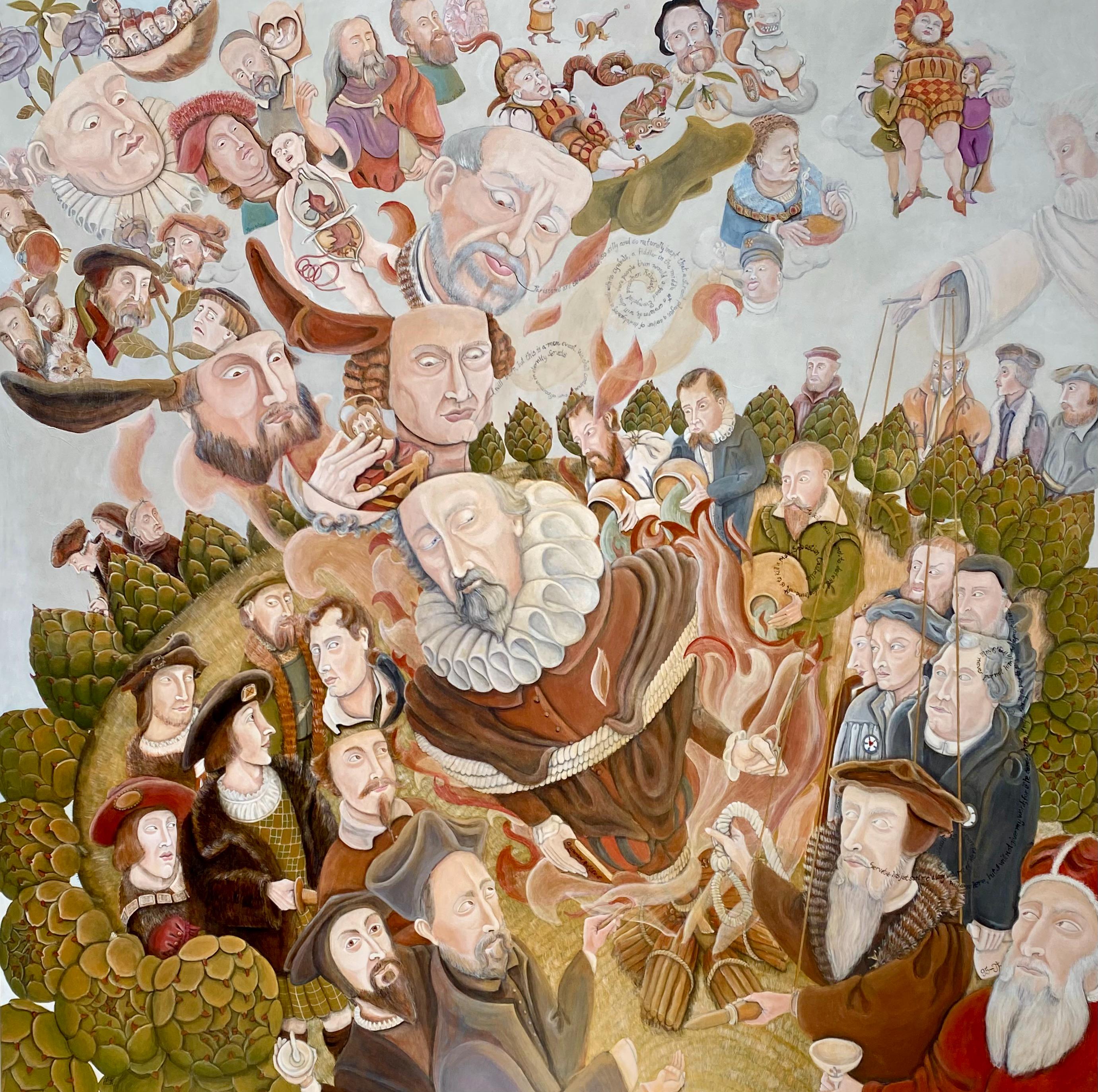 16th Century Acrylic Painting on Wood: Michael Servetus & Historical ...