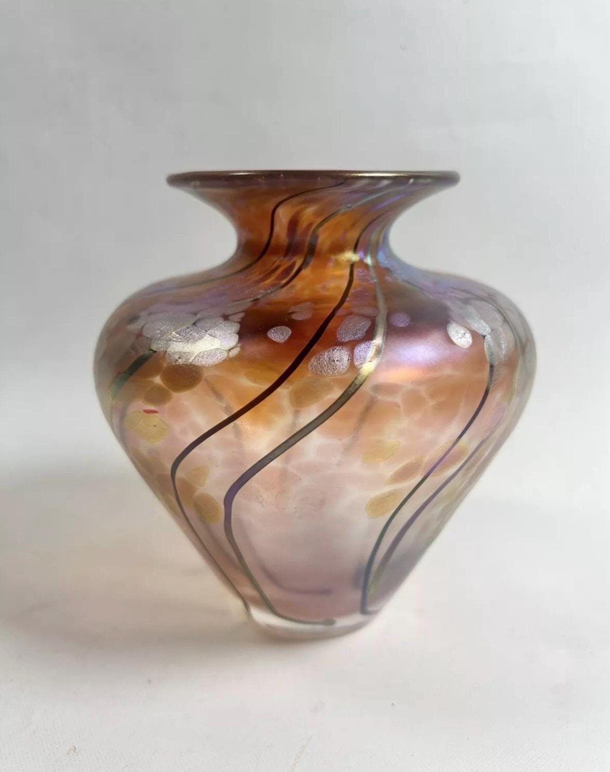 Tim Lazer Art Glass Vase Signed, Dated - Etsy