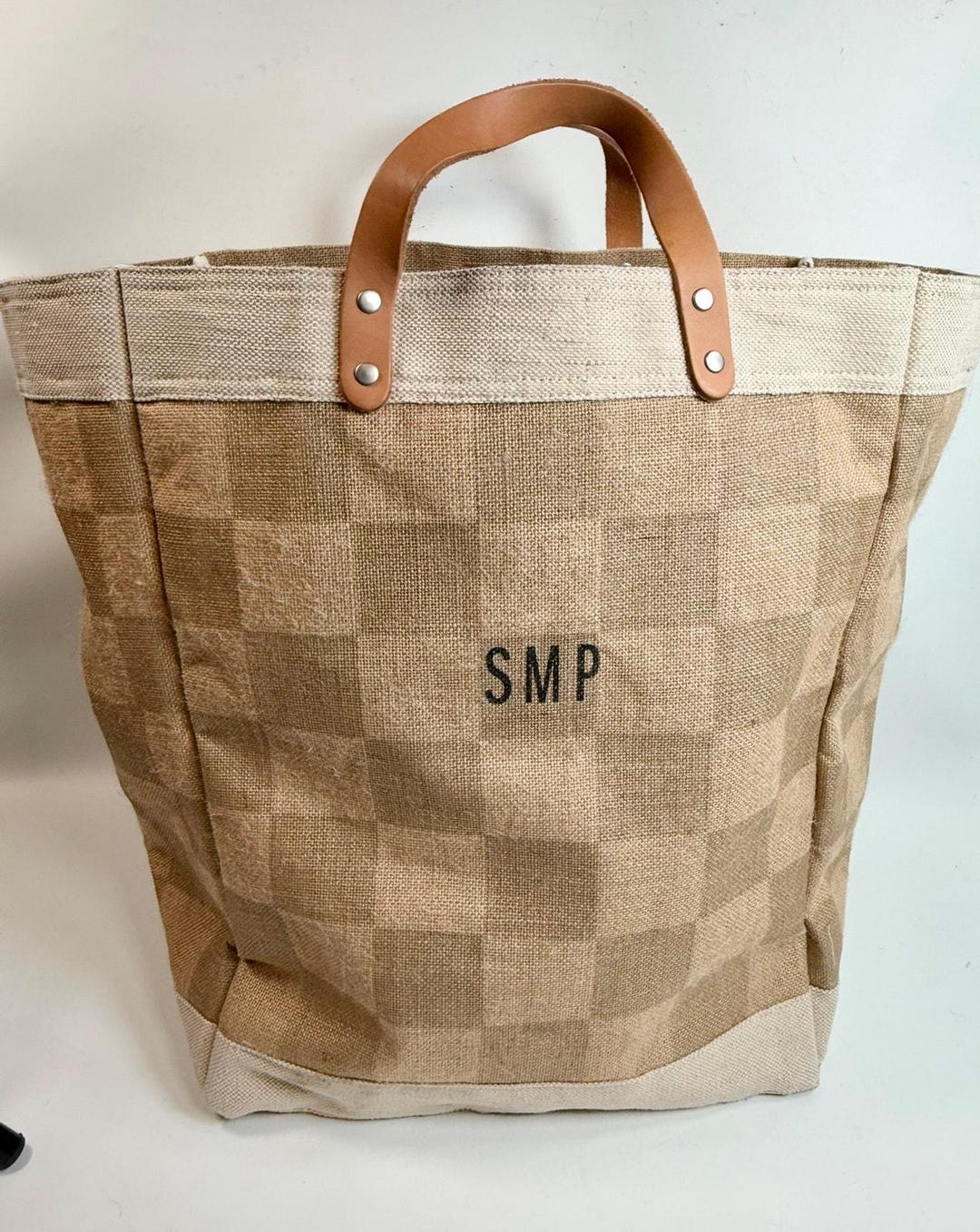 NWOT Apolis Global Citizen Leather Trim Burlap Market Tote Bag - Etsy