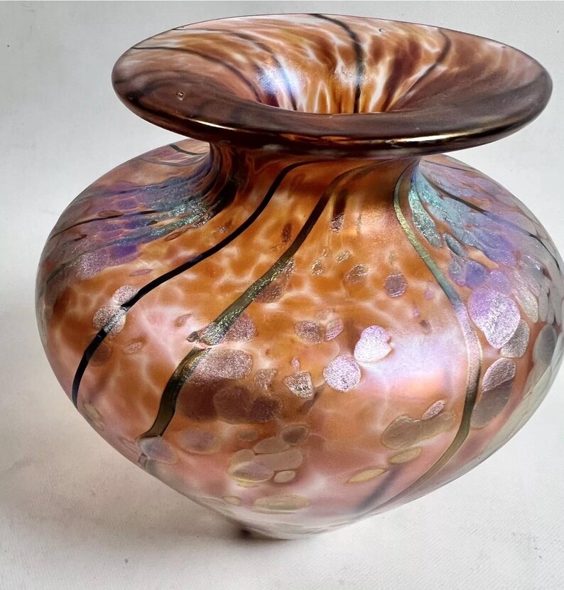 Tim Lazer Art Glass Vase Signed, Dated - Etsy