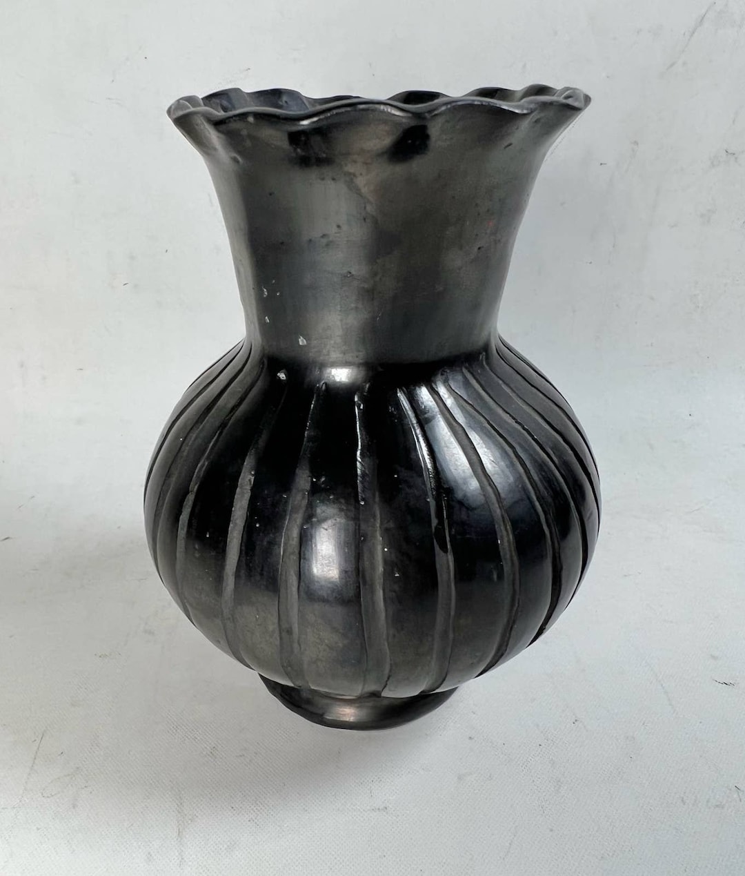 Vintage Doña Rosa Black Pottery Barro Negro Glazed Vase 7 - Etsy