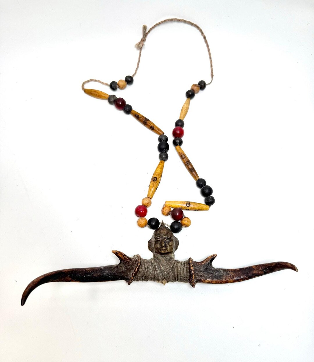 Vintage Himalayan Shaman Antler Tribal Bead Necklace Nepal Tamang ...