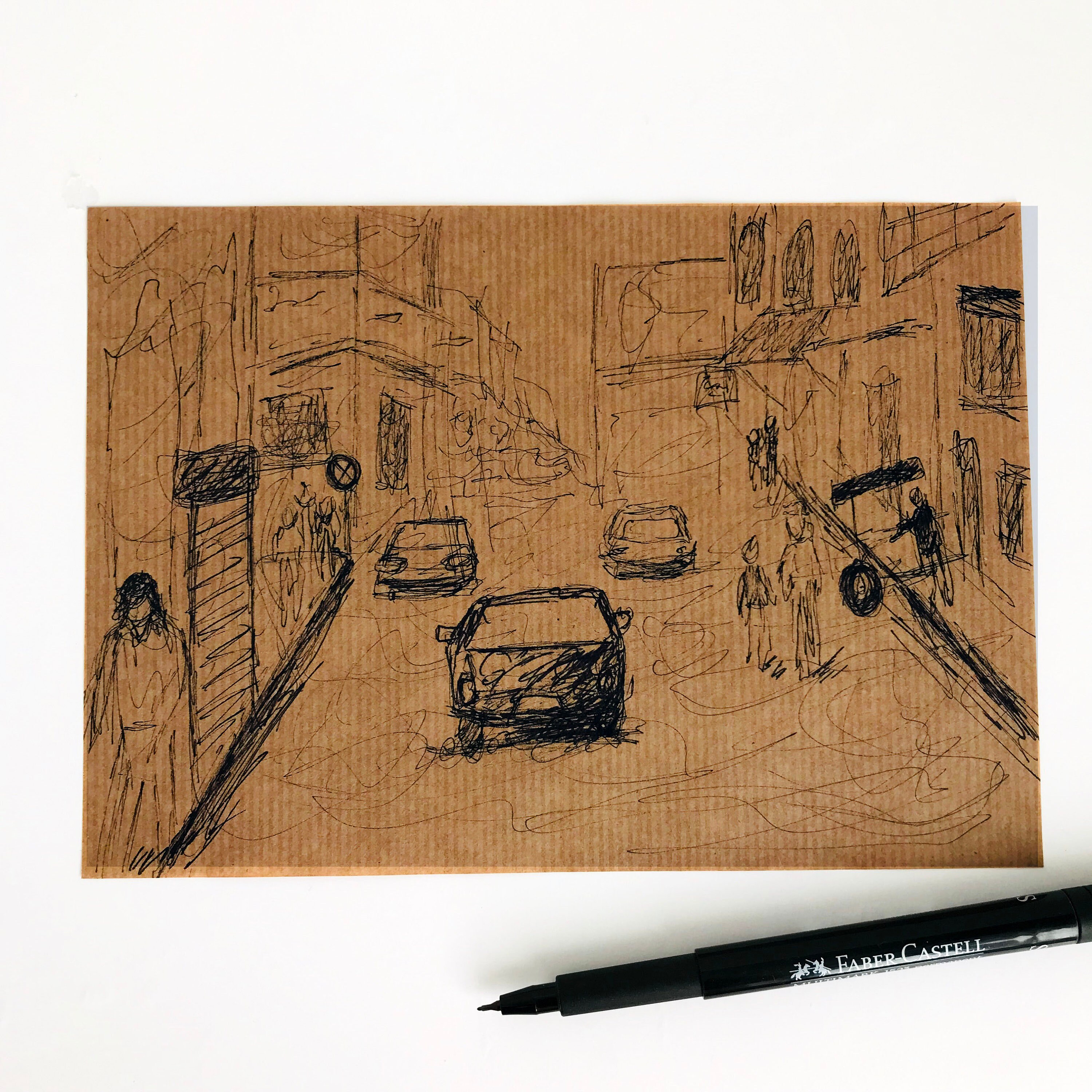 Original Ink Sketch City Scene Sketch Street Original - Etsy
