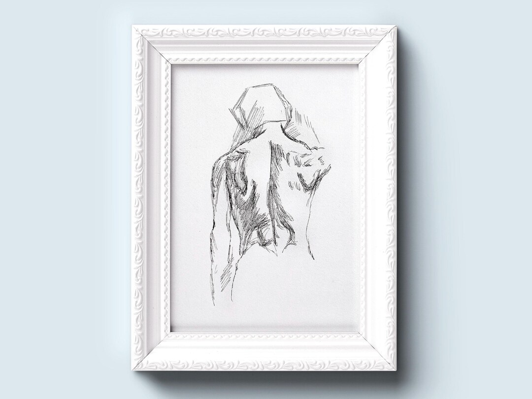 Original Male Figure Sketch, Figure Drawing, Original Ink Pen Drawing ...