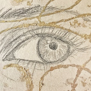 Original Drawing, Gold Flakes, Eye Sketch, Original Artwork, Eye ...