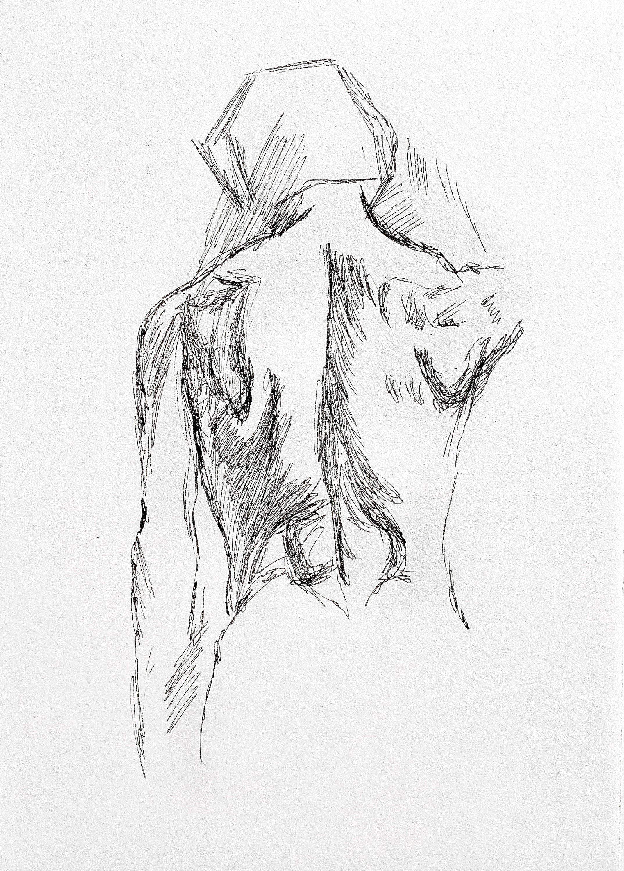 Original Male Figure Sketch, Figure Drawing, Original Ink Pen Drawing ...