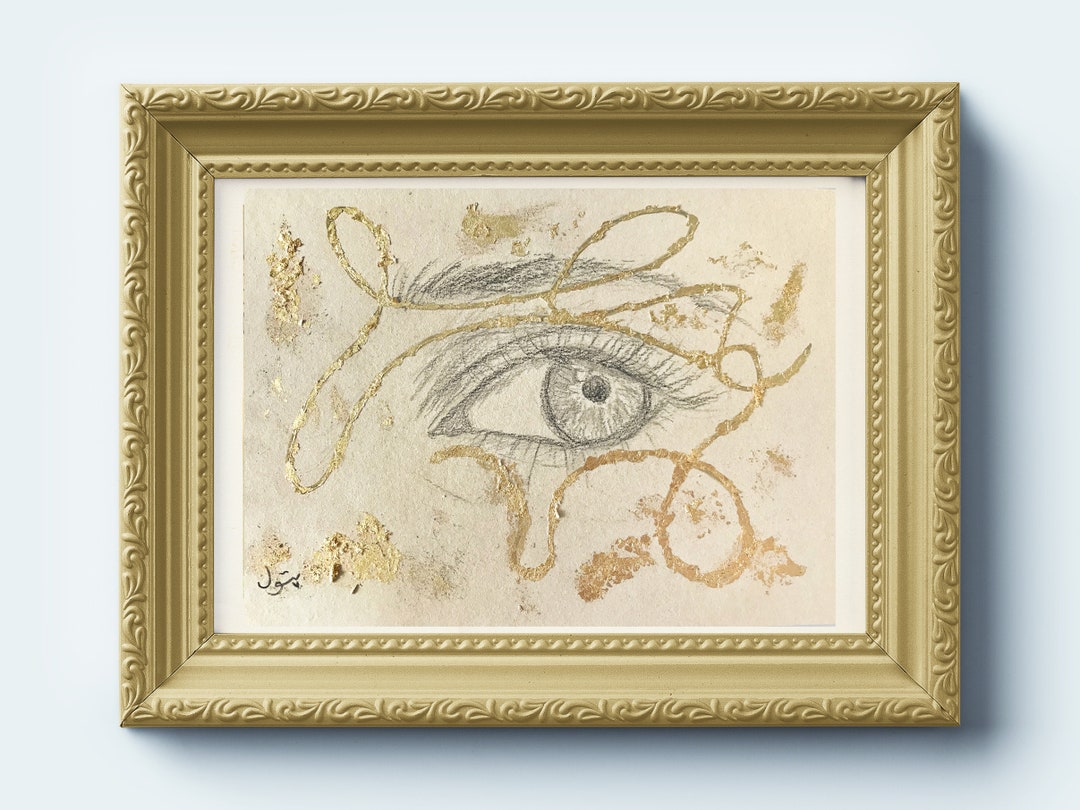 Original Drawing, Gold Flakes, Eye Sketch, Original Artwork, Eye ...
