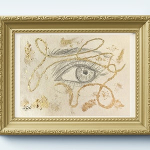 Original Drawing, Gold Flakes, Eye Sketch, Original Artwork, Eye ...