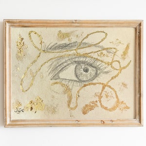 Original Drawing, Gold Flakes, Eye Sketch, Original Artwork, Eye ...
