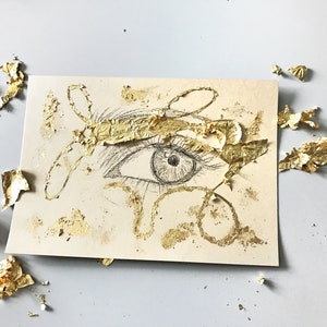 Original Drawing, Gold Flakes, Eye Sketch, Original Artwork, Eye ...