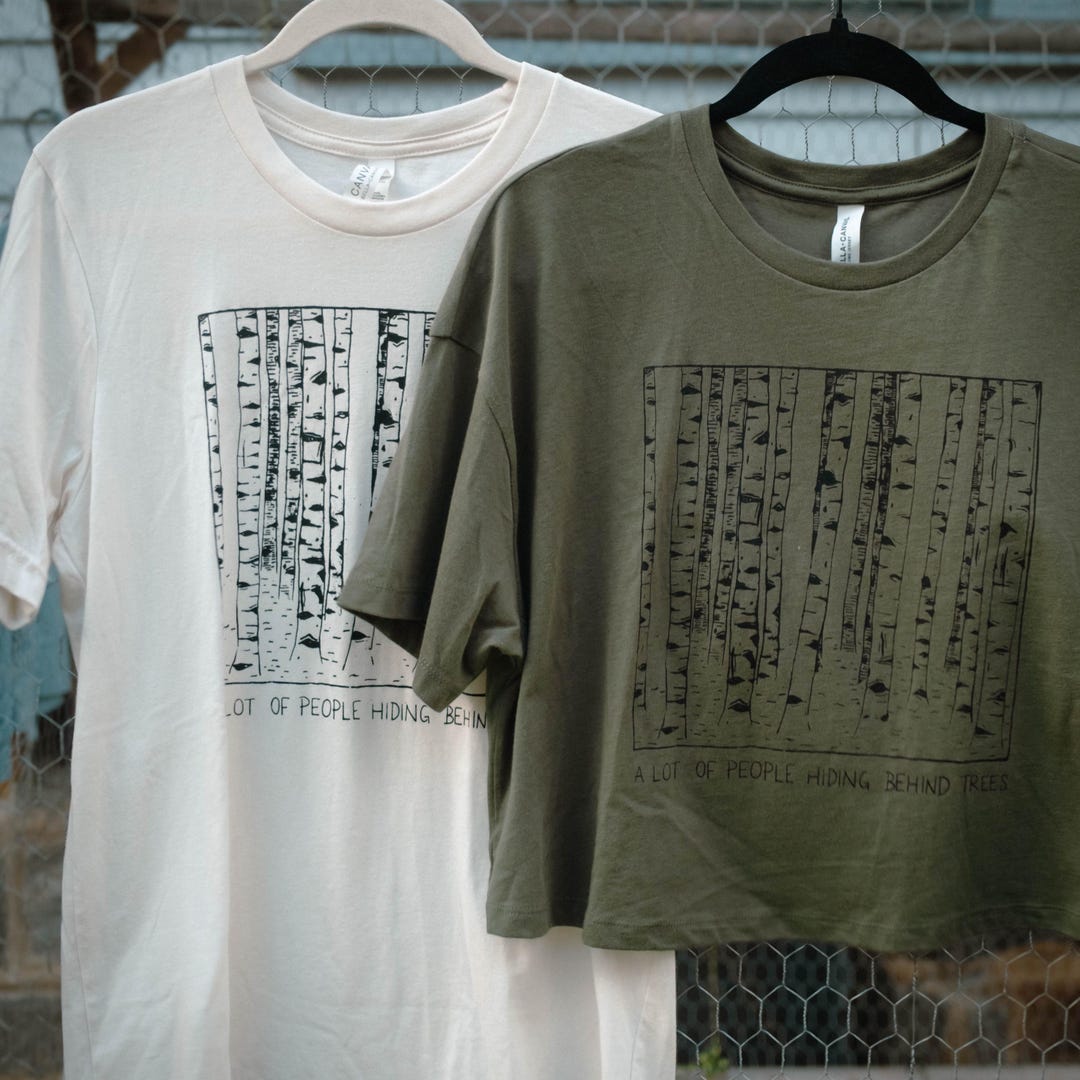 A Lot of People Hiding Behind Trees Birch Tree Screen Printed T Shirt ...
