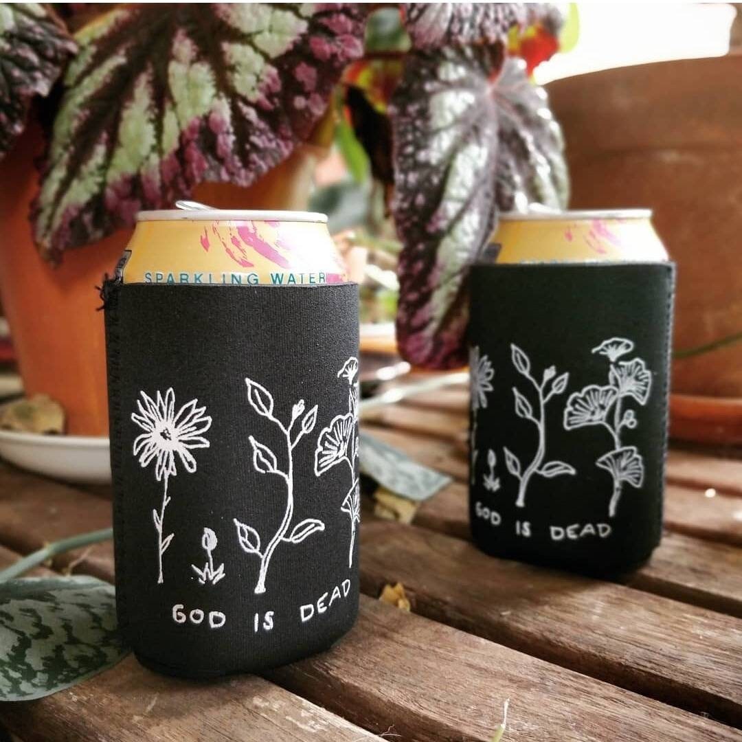 God is Dead Can Cooler: Nietzsche, Atheist Plant Drawing Beer Sleeve - Etsy