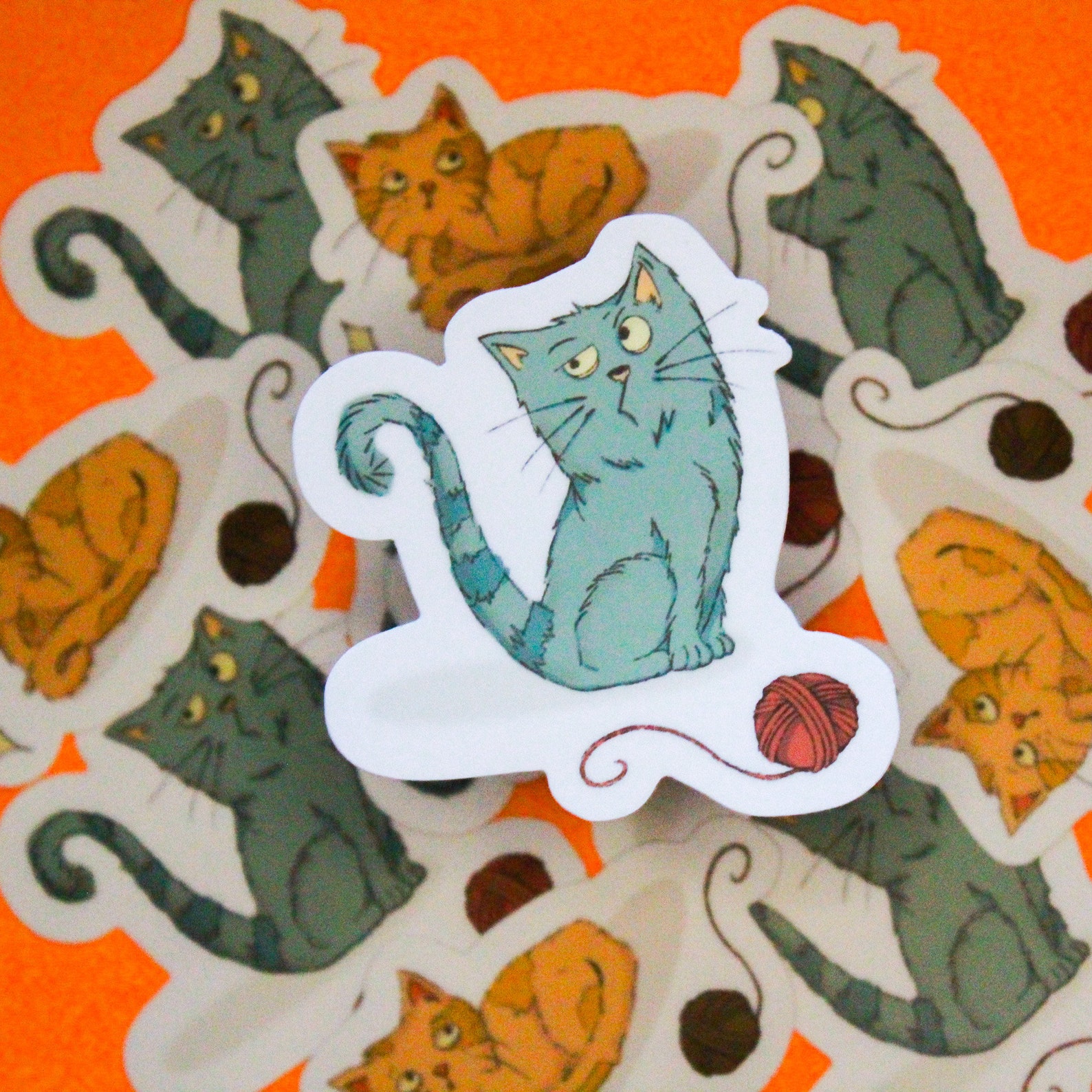 Cat With Ball of Yarn for Yarn and Knitting Lovers Sticker - Etsy