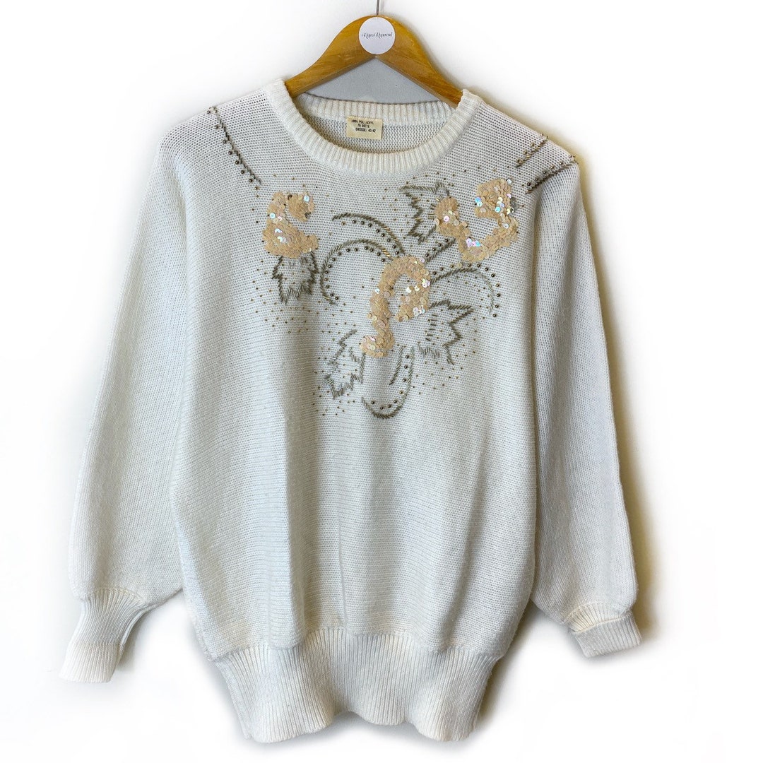Vintage Jumper, 90s Jumper, Beaded Jumper, Retro Jumper, Sequin Jumper ...