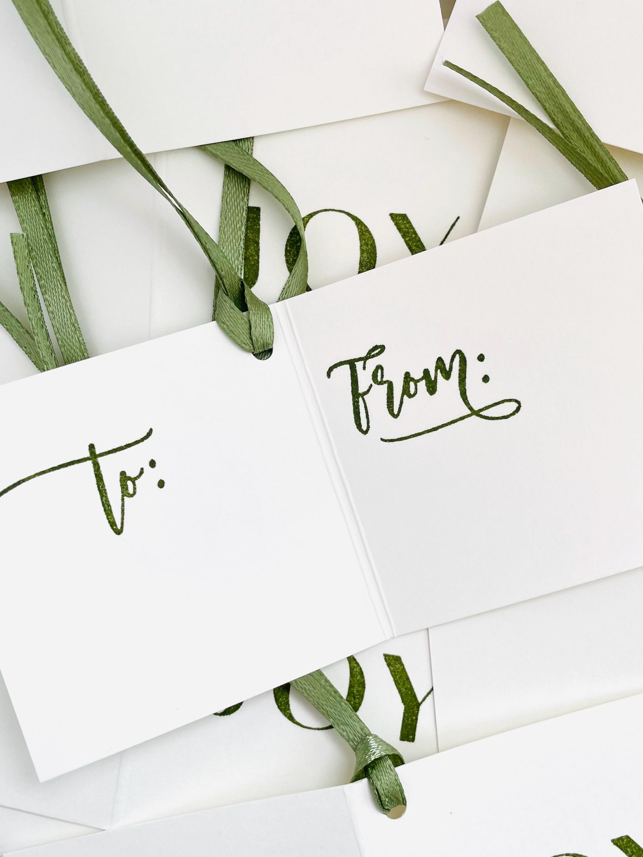 JOY Gift Tags, Set of 5 JOY Tags, Hand Stamped Gift Tags, Folded Gift ...