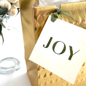 JOY Gift Tags, Set of 5 JOY Tags, Hand Stamped Gift Tags, Folded Gift ...