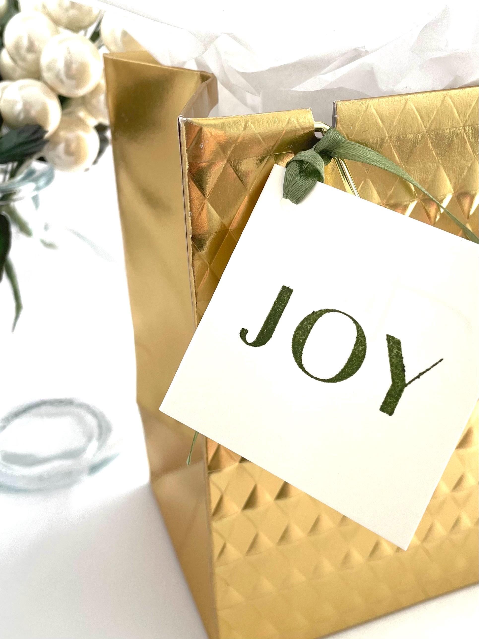 JOY Gift Tags, Set of 5 JOY Tags, Hand Stamped Gift Tags, Folded Gift ...