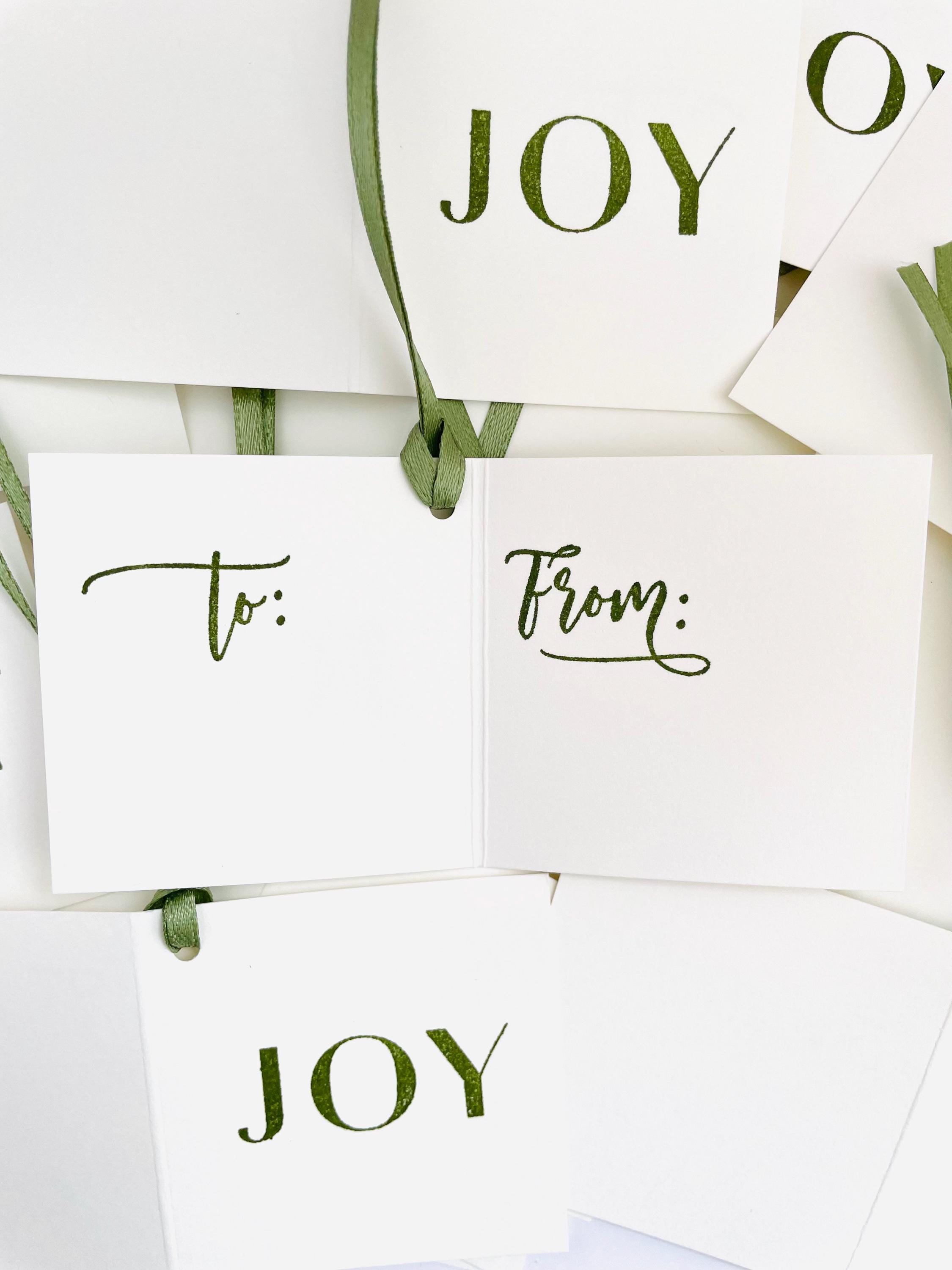 JOY Gift Tags, Set of 5 JOY Tags, Hand Stamped Gift Tags, Folded Gift ...
