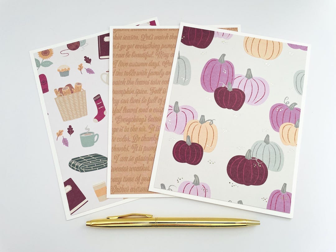 Fall Greeting Cards | Cozy Autumn Stationery With Envelopes | Set of 6 ...