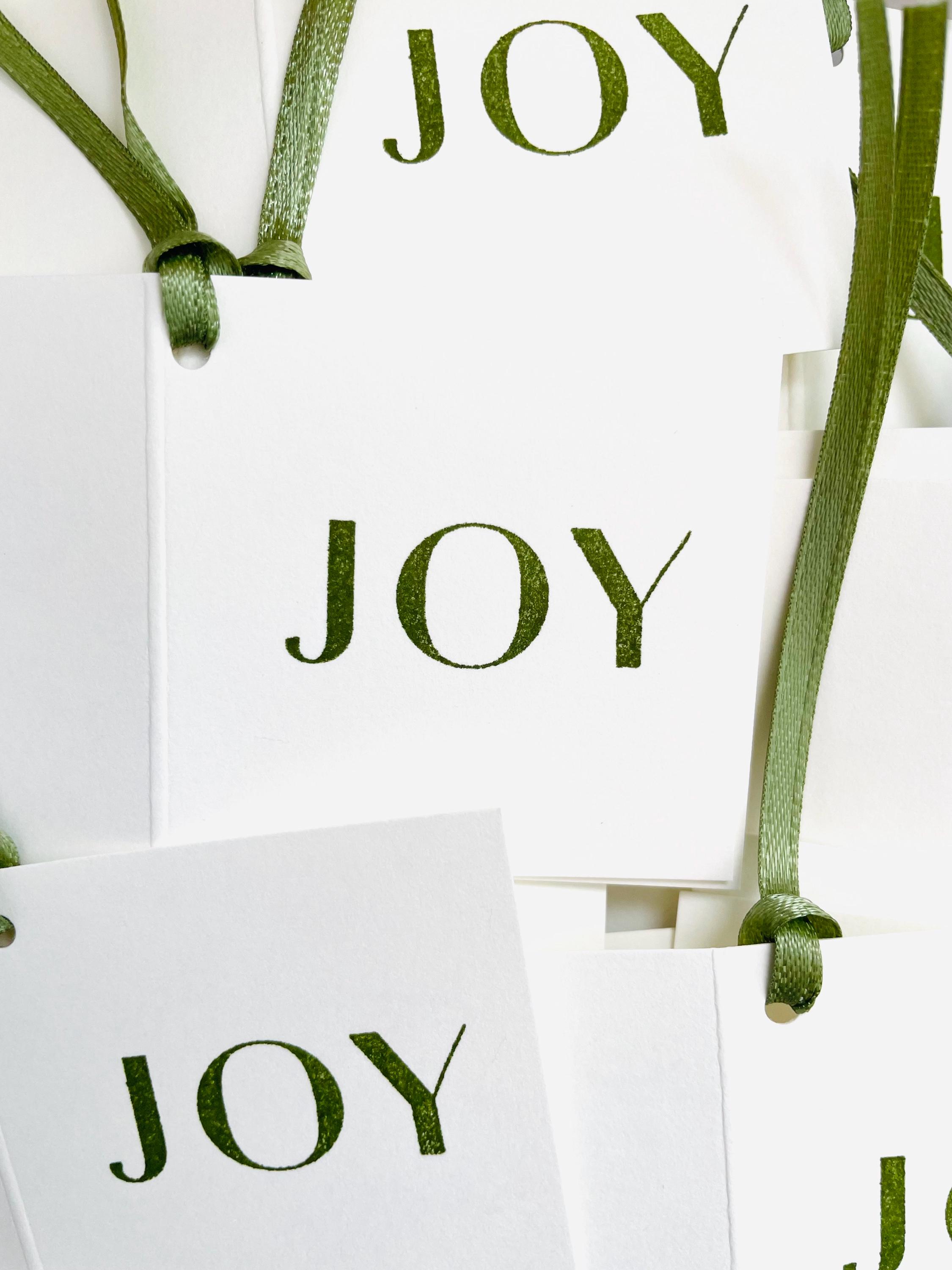 JOY Gift Tags, Set of 5 JOY Tags, Hand Stamped Gift Tags, Folded Gift ...