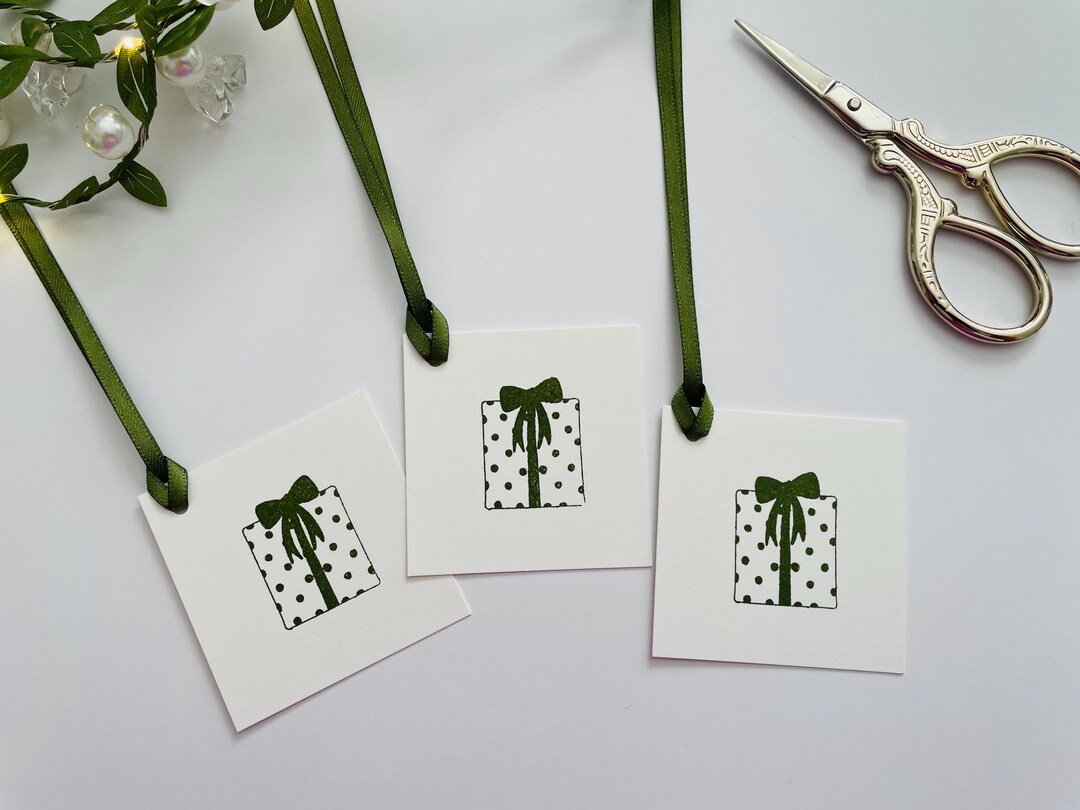 Hand Stamped Gift Tags | All-occasion Wrapping | Green Present Tag ...