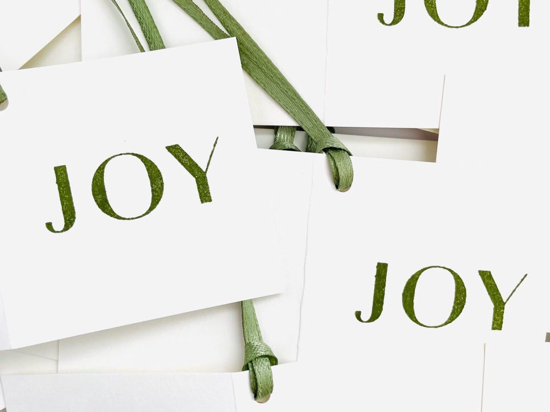 JOY Gift Tags, Set of 5 JOY Tags, Hand Stamped Gift Tags, Folded Gift Tags, Hand Made Gift Tags ...