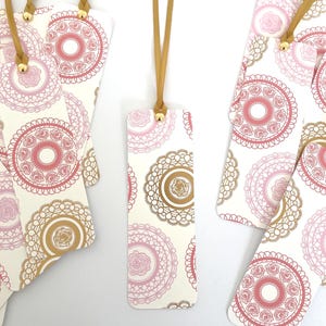 Pink & Gold Bookmark With Ribbon | Handmade Paper Bookmark With Brass ...