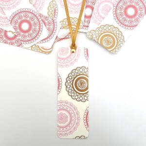 Pink & Gold Bookmark With Ribbon | Handmade Paper Bookmark With Brass ...