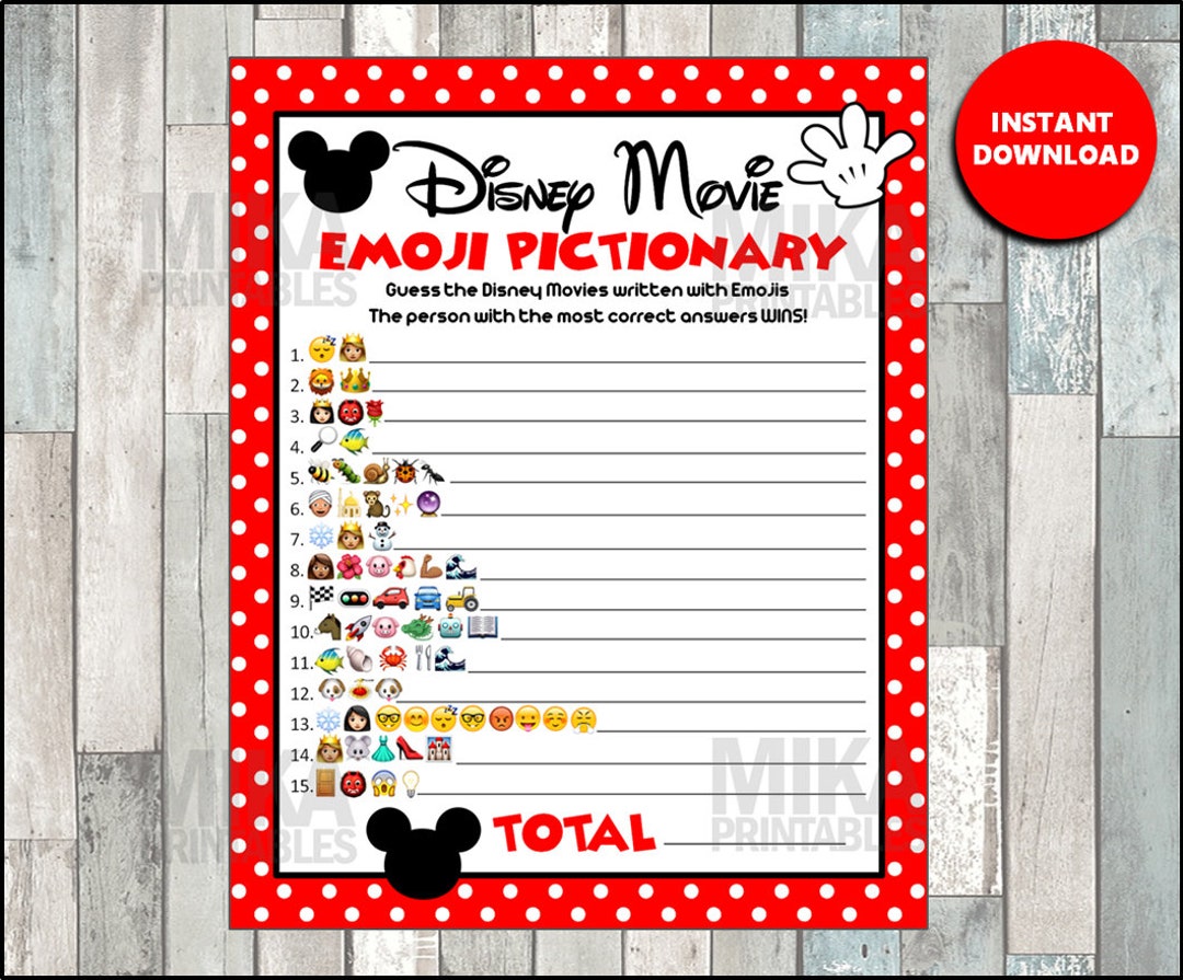 Movie EMOJI Pictionary Children's Birthday Party Game, Mickey Theme ...