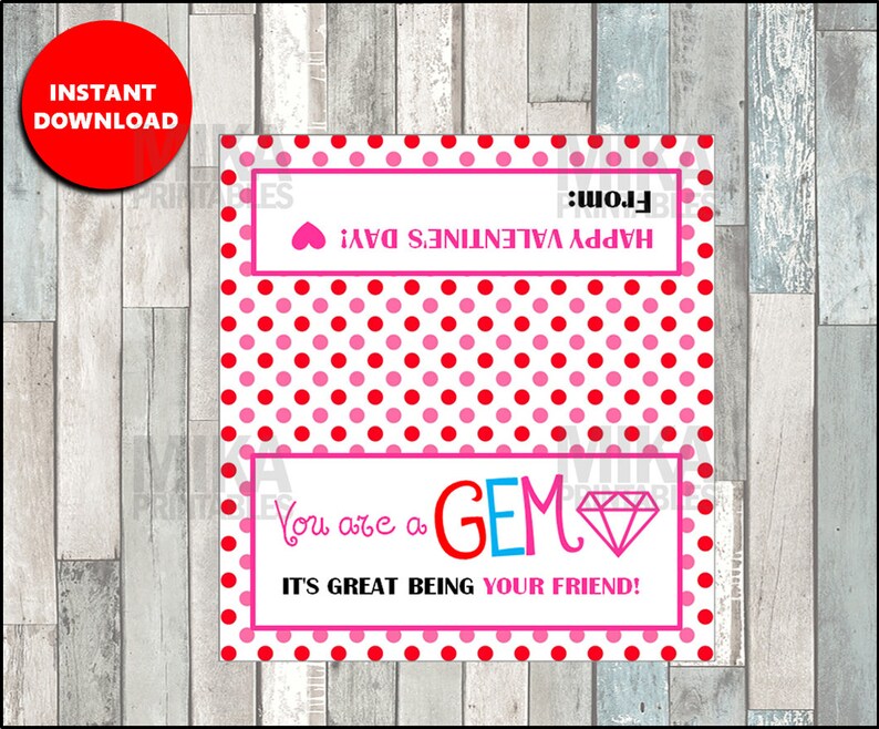 You're a Gem Valentine Treat Bag Toppers, Valentine Bag Toppers, Ring ...