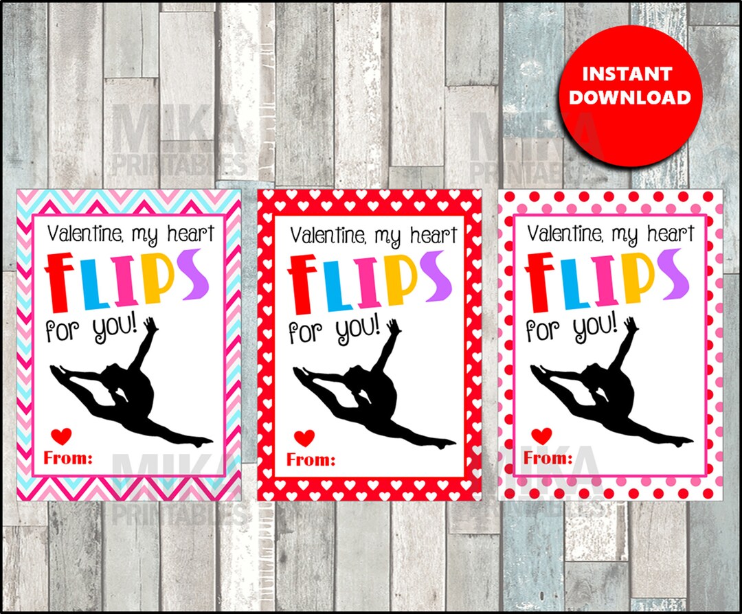 Printable Gymnastics Valentine for School Class, Gymnastics Valentine ...