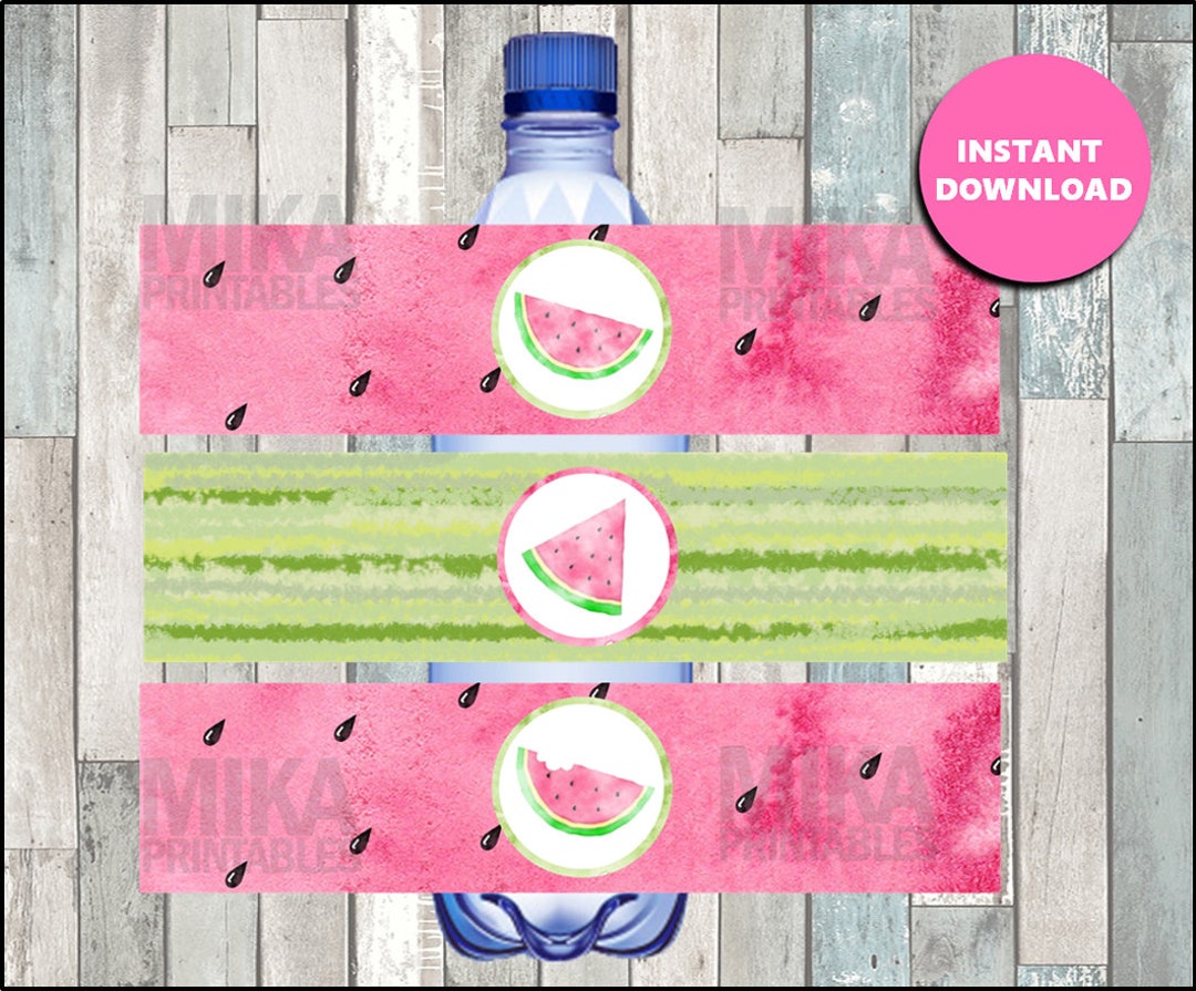 Watermelon Water Labels Instant Download , Watermelon Water Bottle ...