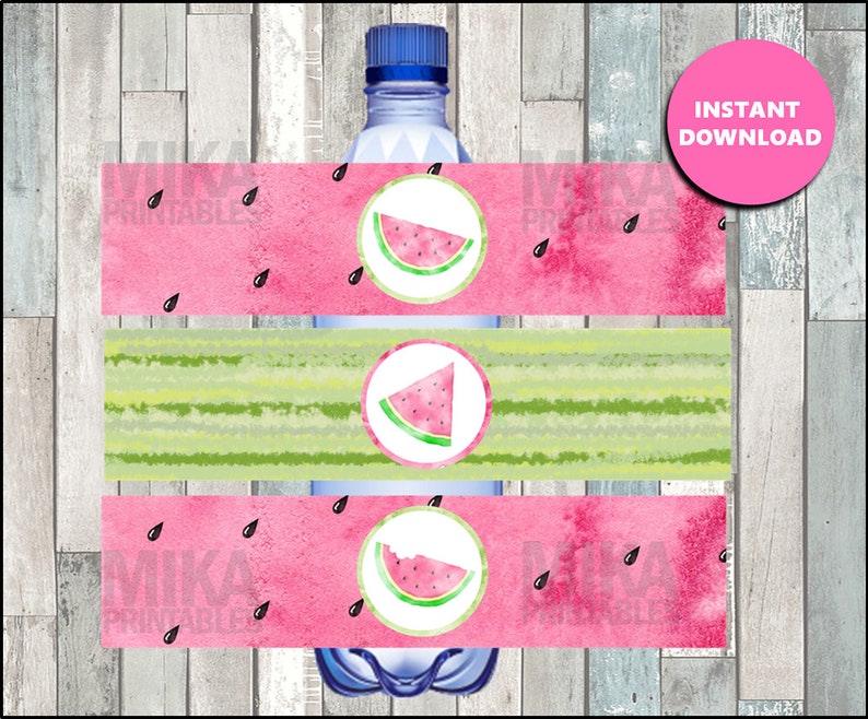 Watermelon Water Labels Instant Download , Watermelon Water Bottle ...