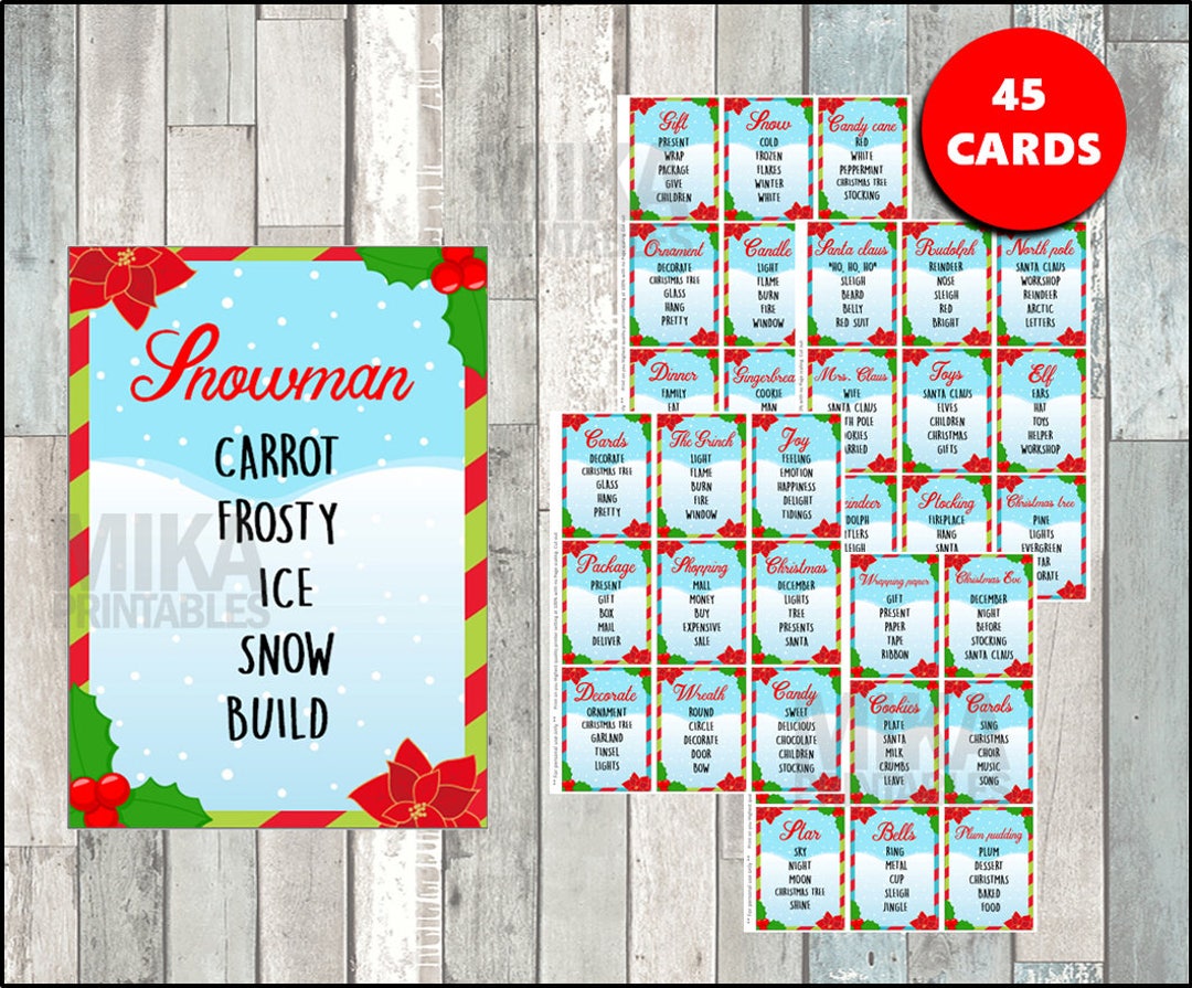 Christmas Taboo Printable Christmas Game Cards for Taboo Group Game ...