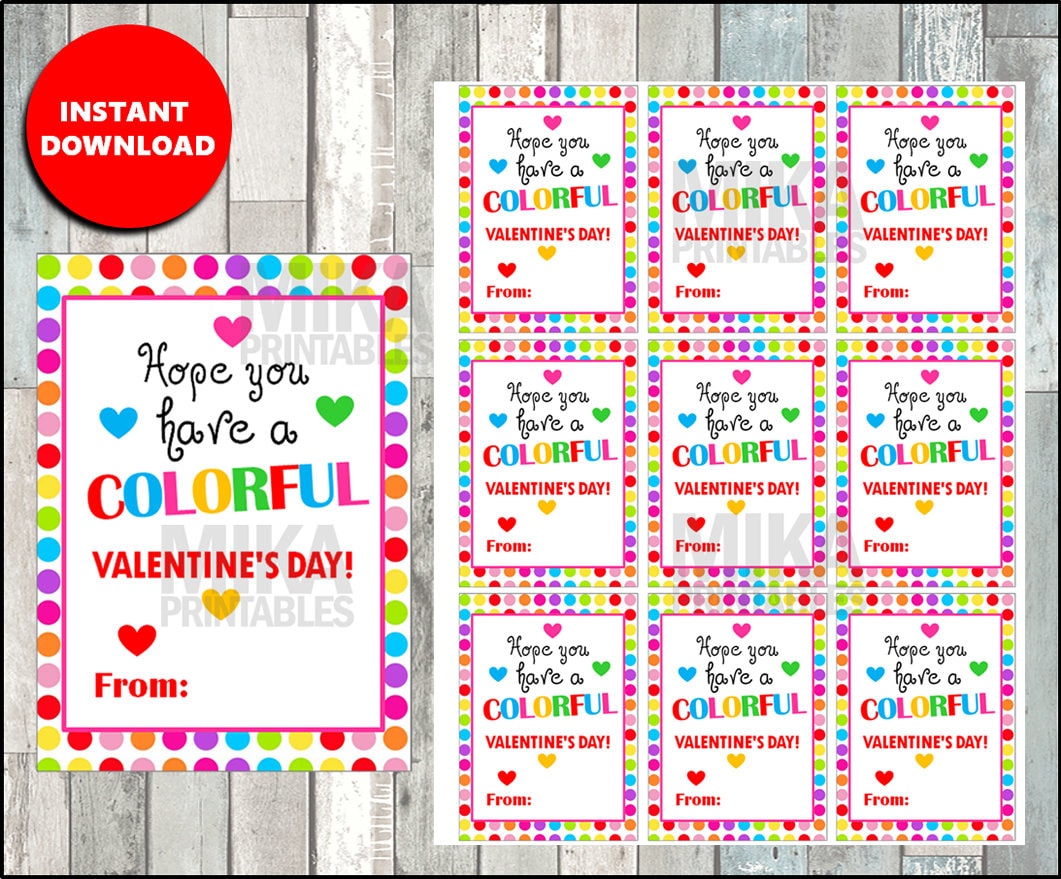 Hope You Have a Colorful Valentine's Day, Valentine Crayon Stickers ...