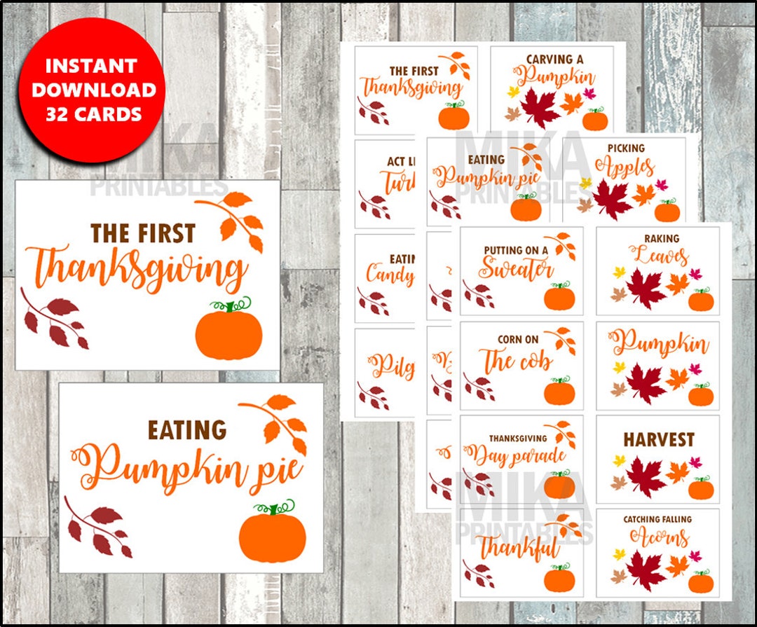 Thanksgiving Charades Party Game Printable, 32 Different Autumn Charade ...