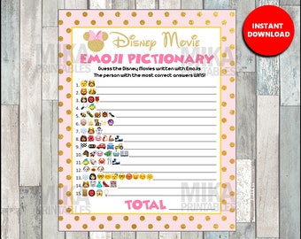 Movie EMOJI Pictionary Children's Birthday Party Game, Mickey Themed ...