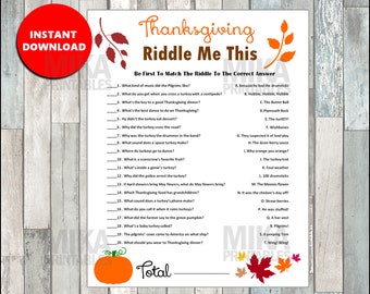 Thanksgiving Game, Printable Thanksgiving Riddle Game, Kid Thanksgiving ...