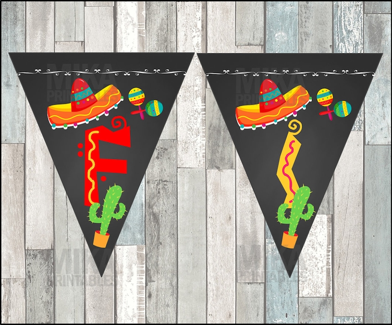 Mexican Fiesta banner instant download Mexican triangle | Etsy