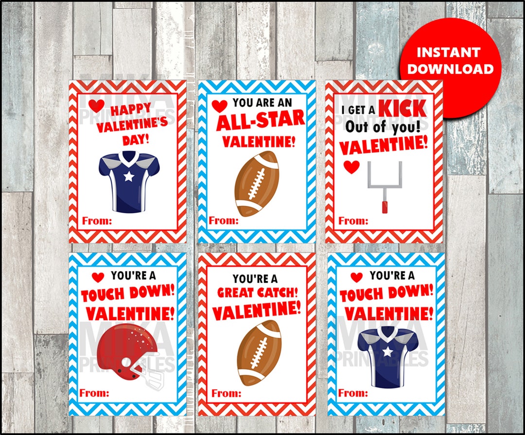 Printable Football Valentine for School Class, Sports Valentine ...