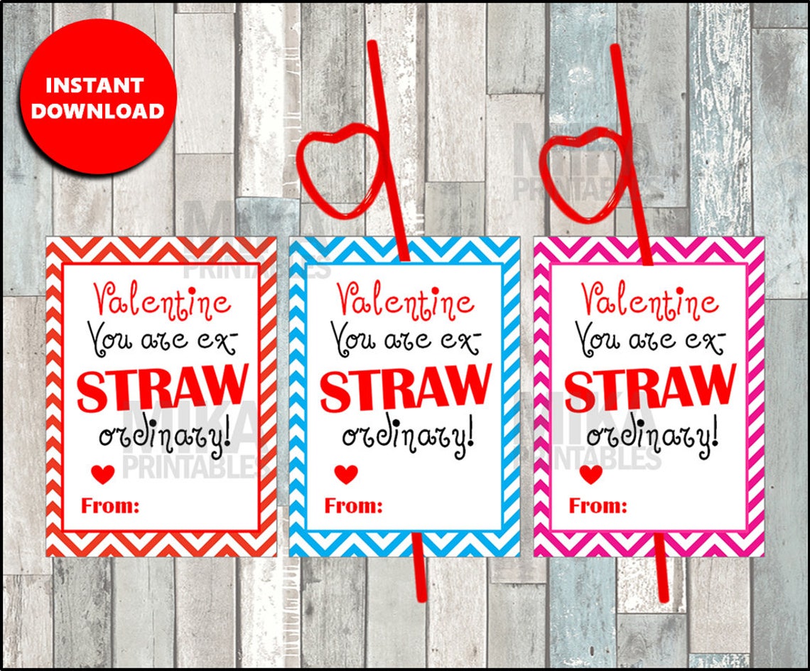 SILLY STRAW Ex-straw Ordinary Valentine's Day Treat Tags - Etsy