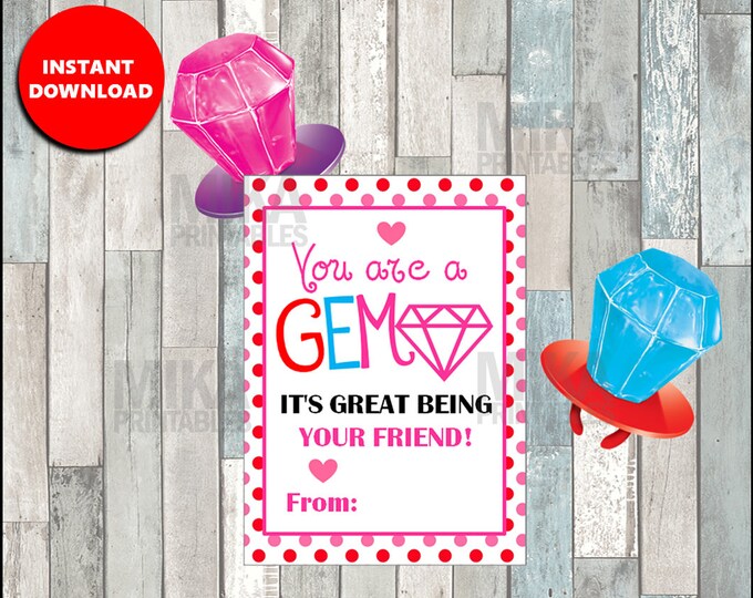 GEM OF A FRIEND Valentines Tag - Etsy Canada
