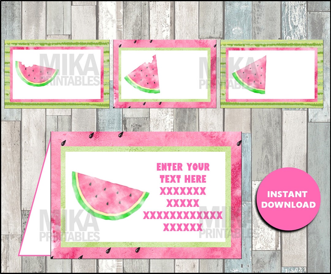 Watermelon Food Labels Instant Download , Watermelon Food Tent Cards ...
